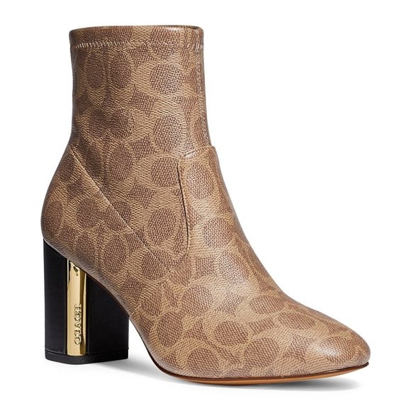 Coach | Shoes | Coach Margot Sig Bootie Monogram Coated Canvas | Poshmark